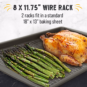 Checkered Chef Cooling Rack - Set of 2 Stainless Steel, Oven Safe Grid Wire Racks for Cooking & Baking - 8” x 11 ¾"