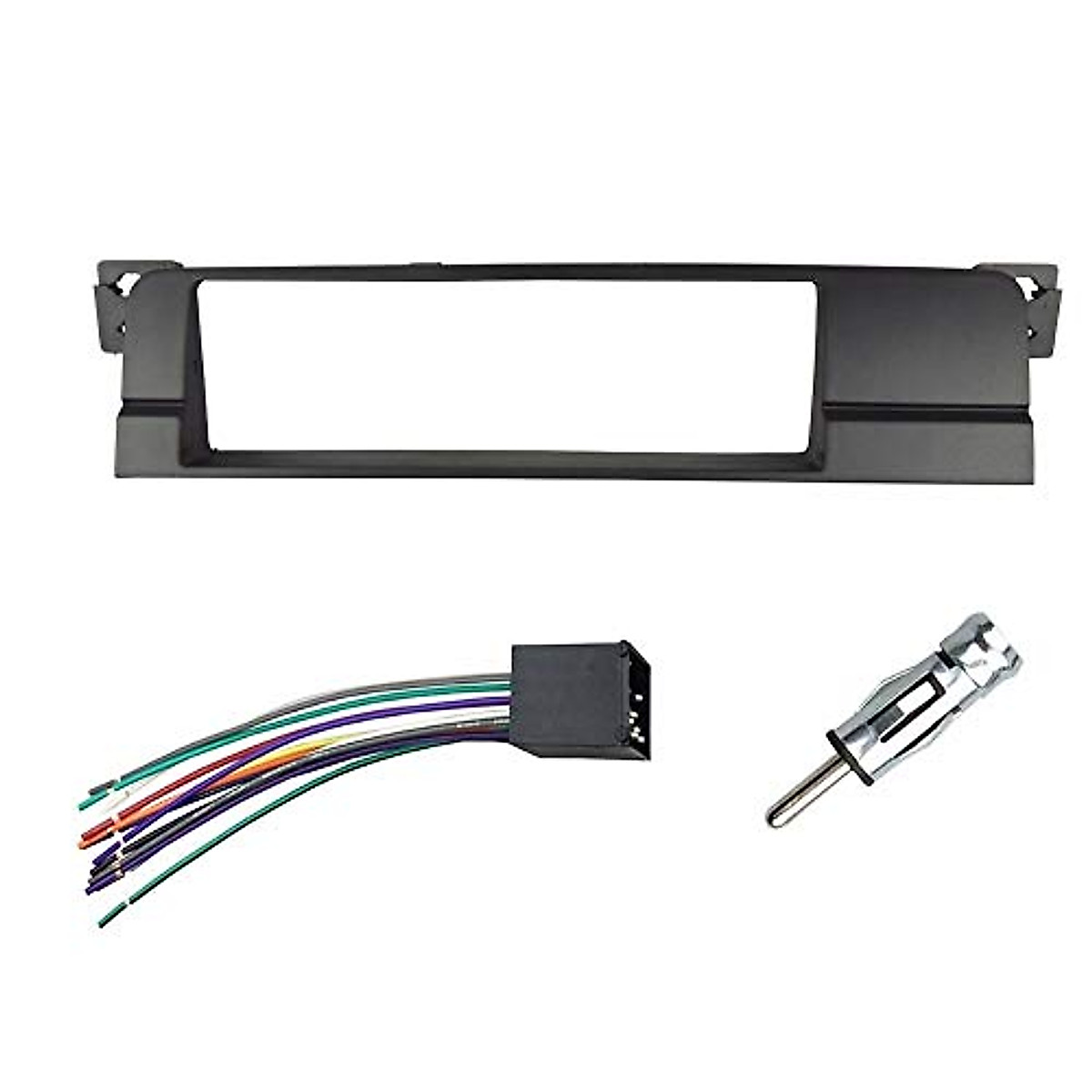Logo Installation Dash Kit 1 Din Radio Fascia for BMW 3 Series (E46) 1998-2005 DVD Stereo Panel Dash Mount Trim Kit Surround Frame Plate in-Dash Mounting Kits (Color Name : Fascia with Wiring)