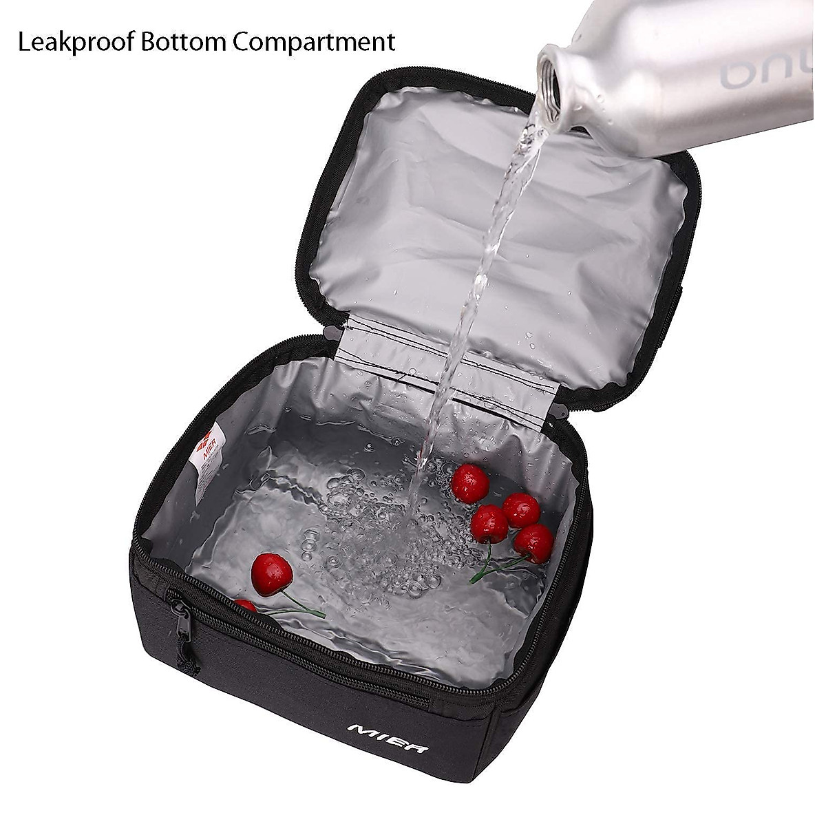 MIER 2 Compartment Lunch Bag Small Lunch Box Bundle