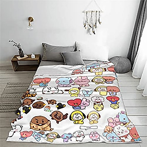 MULINSEN Kpop Blanket Cartoon Blanket Anime Ultra Soft Flannel Plush Throw Blanket Comfy Lightweight Blanket for Travelling Camping Living Room Sofa Bedroom Decor Gifts 50''x40''