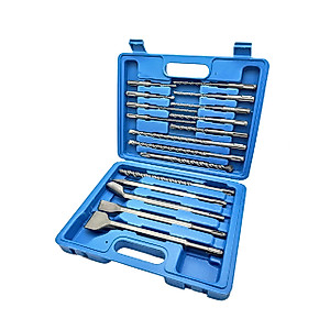 CORTOOL Rotary Hammer Drill Bits Set & Chisels SDS Plus Shank Concrete Masonry Hole Tool 17pcs with Storage Case 40Cr Steel Drill Bit Set