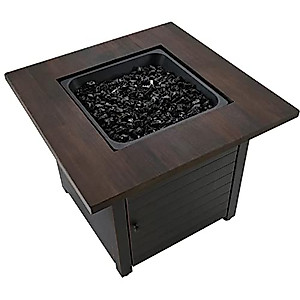 Endless Summer, The Spencer, Square 30" Outdoor Propane Fire Pit, Includes Black Fire Glass, Table Insert, & Protective Cover
