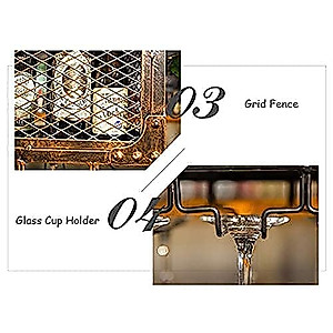 Wheel-hy Wine Rack Ceiling Wine Racks,Bar,Restaurant,Hanging,Wine Glass Rack,Ceiling Rack Storage s Hanging Wine Bottle and Glass Holder 2-Tier Wine Stemware Holder/Black/L80W30Cm