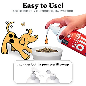 Salmon Oil for Dogs & Cats - Healthy Skin & Coat, Fish Oil, Omega 3 EPA DHA, Liquid Food Supplement for Pets, Supports Joint & Bone Health, Natural Allergy & Inflammation Defense, 16 oz