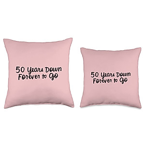 Happy 50th Wedding Golden Anniversary Gifts Store 50 Years Forever to Go for 50th Golden Wedding Anniversary Throw Pillow, 16x16, Multicolor