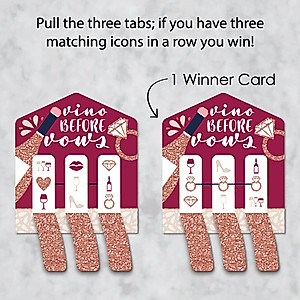 Big Dot of Happiness Vino Before Vows - Winery Bridal Shower or Bachelorette Party Game Pickle Cards - Pull Tabs 3-in-a-Row - Set of 12
