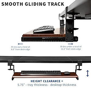 VIVO Height Adjustable Clamp and 12 inch Rail Set for DIY Custom Wooden Keyboard Trays (Tray Not Included), Under Desk Pull Out Slider Track with C-clamp Mount System, Black, MOUNT-RAIL02H