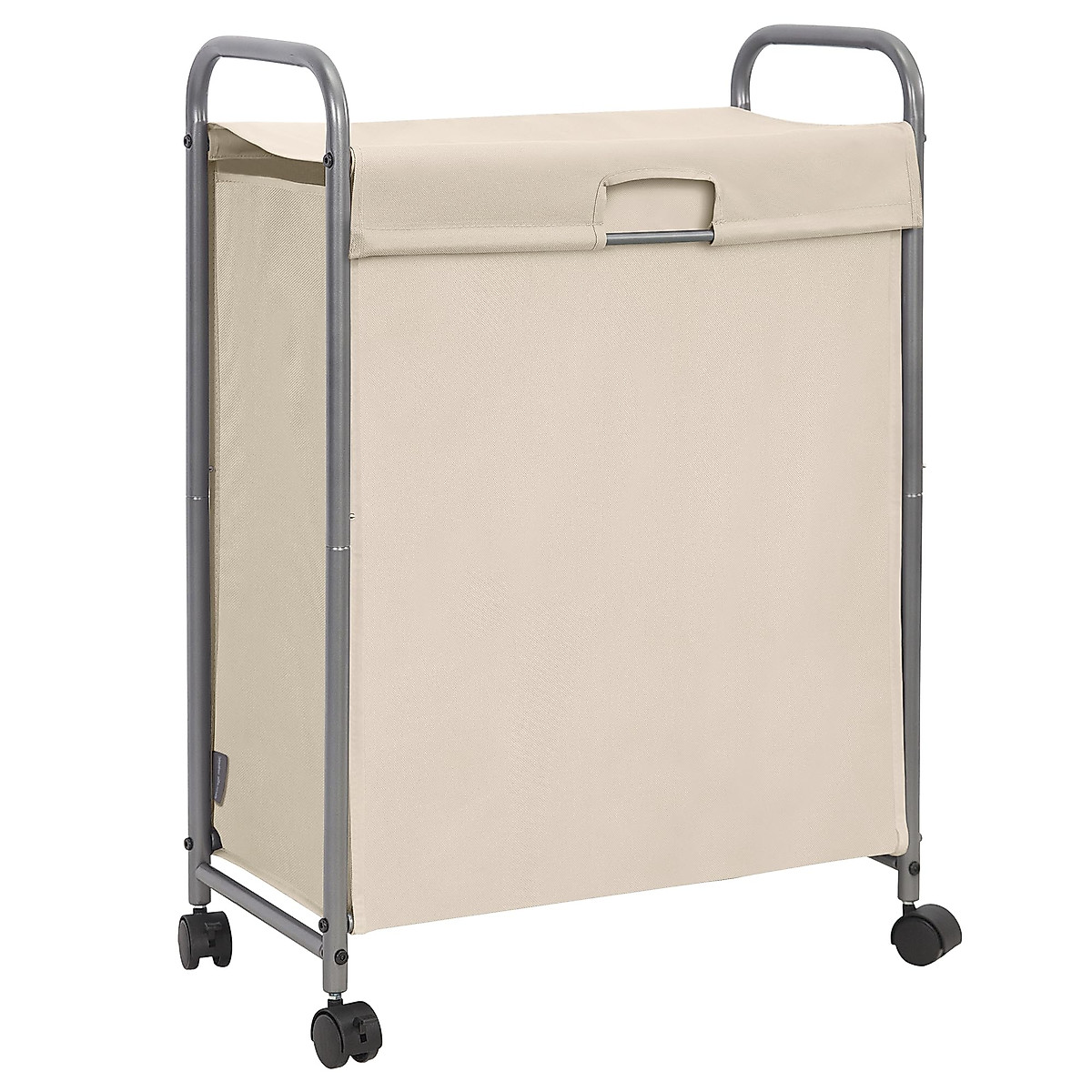 STORAGE MANIAC 85 L Laundry Hamper with Lid, Slim Laundry Sorter with Wheels, Narrow Laundry Basket Sorter, 2 Loads Dirty Clothes Hamper, Laundry Organizer, Laundry Cart with Wheels and Lid, Beige