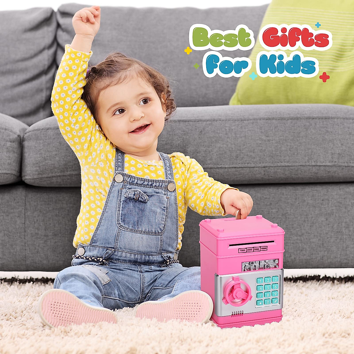 Piggy Bank for Girls Boys Large Electronic Money Coin Banks with Password Protection, Automatic Paper Money Scroll Saving Box, Digital Electronic Savings Safe Machine Box, Birthday Gifts for Kids