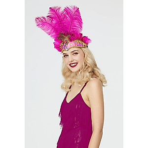 Gionforsy Carnival Headpieces for Women Show Girl Feather Headdress Mardi Gras Accessories 1920s Flapper Headband