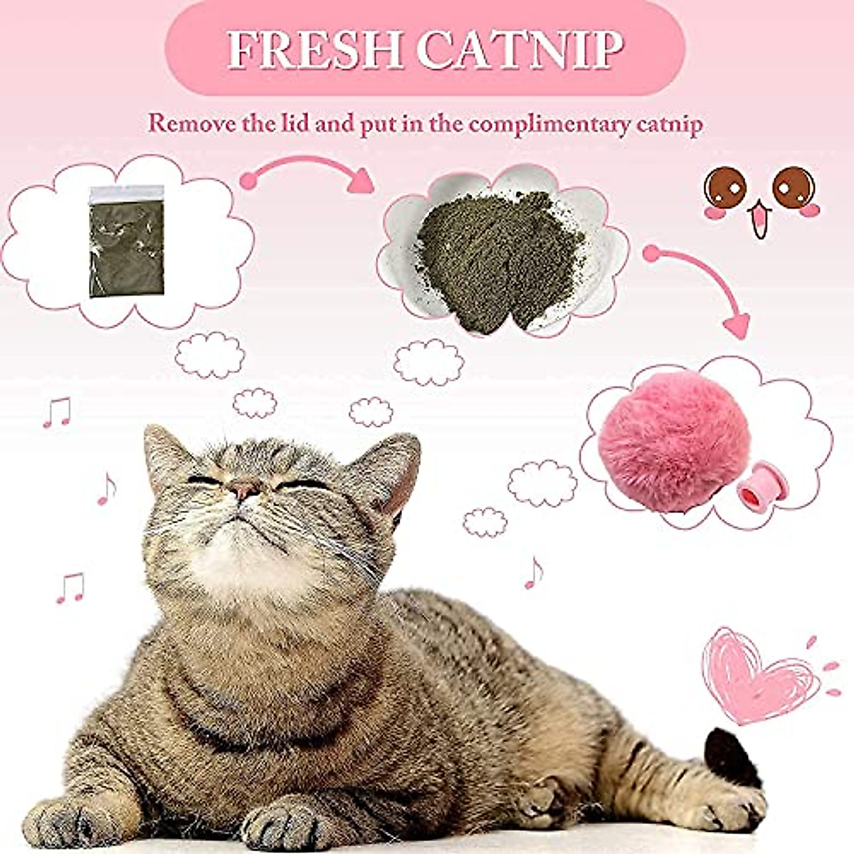 PomeWW Cat Toy Balls, Sing Ball, 3 Pcs, Upgrade Kitten Plush Ball, Newest Lifelike Animal Chirping Sounds-Bird Frog and Cricket, Built-in Catnip, Interactive Cat Kicker Toys for Indoor.