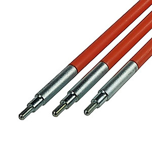 Klein Tools 56312 Lo-Flex Fish Rod Set, with Splinter Guard Coating and Stainless Steel Connectors, Bullet Nose and Hook Attachments, 12-Foot