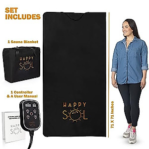 Happy Sol Far Infrared Sauna Blanket for Home, Portable Infrared Sauna Blanket for Therapy, Sauna Blanket for Detox, Suitable for Relaxation and Exercise Recovery, Very Low EMF