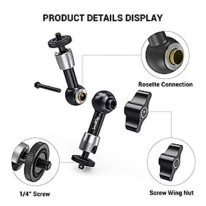 SmallRig 5.5 Inches Adjustable Friction Articulating Magic Arm, with Both 1/4" Screw for LCD Monitor/LED Lights - 2065
