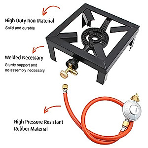 Taruor Heavy Duty Single Burner Stove ,8KW Gas Boiling Ring Cast Iron Burner Large LPG Stove Outdoor Cooker Iron Frame Portable Fire Control Stove