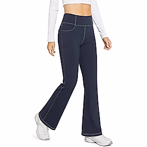 G4Free Women's Fleece Lined Bootcut Yoga Pants with Pockets High Waisted Flare Thermal Winter Denim Jeggings (Navy,XL)