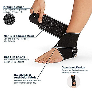 ComfiLife Ankle Brace for Men & Women, Orthopedic Brace - Adjustable Compression Wrap, Ankle Sleeve for Plantar Fasciitis, Tendinitis, Sprain, Swelling, Minor Sprains, Sports, Breathable, One Size