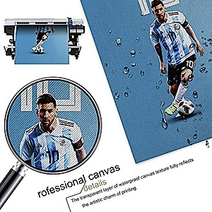 Yasswete Soccer Superstar Lionel Messi Poster for Room Motivational Football Star Canvas Wall Art Sports Themed Wall Decor for Boys Bedroom Livingroom Fans Gift 16x24 Inch Unframed