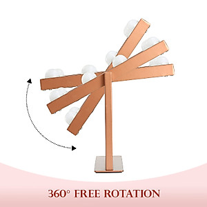 BWLLNI Makeup Mirror with Lights, Hollywood Mirror Lighted Vanity Mirror with 9 LED Bulbs, Touch Control Design 3 Colors Dimmable Bulbs Detachable 10X Magnification 360°Rotation(Rose Pink)