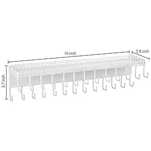 MyGift 26-Hook White Wall-Mounted Metal Jewelry Organizer with Display Shelf