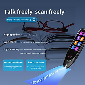 Scan Reader Pen Language Translator Smart Pen OCR Dictionary Scanner Real-time Translation Learning & Education Assistant with LCD Touchscreen Camera Support 112 Languages for Travel & Business