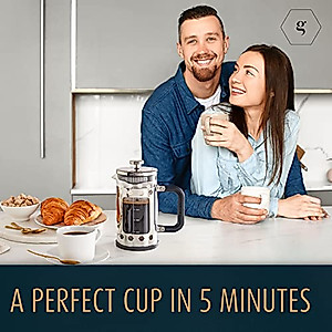 Gracie's Finest French Press Coffee Maker - Large 34 oz. Glass Coffee Pot Carafe with Stainless Steel Filter - French Press Coffee at Home or Office - Dishwasher Safe