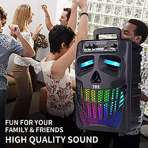 Aesackir Portable Bluetooth Speaker with Subwoofer Wireless Speakers Outdoor/Indoor Big Support Remote Control FM Radio TF Card LED Lights MP3 Player Party for Home Camping iPhone Computer PC (B-S08)