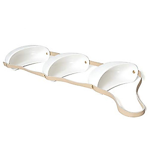 Mkono Ceramic Wall Planter 3 Tier Hanging Succulent Herb Planter for Indoor Plants, 7 Inch Half Moon Flower Pot with Leather Strap Modern Vertical Garden for Air Plants Live or Faux Plants Home Decor