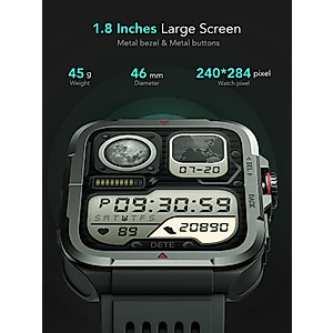 SKG R8 Military Smart Watches for Men (Answer/Make Call) Alexa Built-in, 1.8'' Rugged Bluetooth Tactical Smartwatch for Android iPhone, IP68 Waterproof Fitness Tracker Heart Rate Monitor, 2023 New