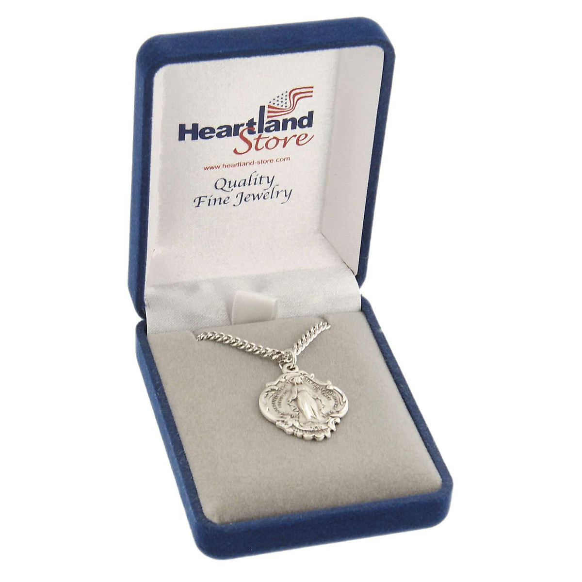 Heartland Store Hail Mary Prayer Sterling Silver Pendant + 24 Inch 2.4mm Endless Rhodium Plated Chain