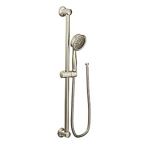 Moen A725BN Drop Ell for Handheld Showerhead, Brushed Nickel with Moen 3668EPBN Handheld Showerhead with 69-Inch-Long Hose Featuring 24-Inch Slide Bar, Brushed Nickel