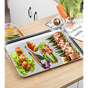 P&P CHEF Baking Sheet Pan with Rack Set, Stainless Steel Cookie Sheet Pan Tray with Cooling Rack for Oven Use, Cooking Roasting, Non Toxic & Dishwasher Safe, Heavy Duty - 19.6 Inch