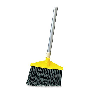 Rubbermaid Commercial Products Angle Broom, Gray, Metal Handle, Flagged Polypropylene Fill, Indoor/Outdoor Broom for Garages/Sidewalks/Decks/Kitchens/Offices