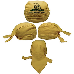 Gadsden Don't Tread On Me DTOM Yellow Embroidered Do Rag Doo Rag Skull Cap Head Wrap