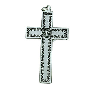Vatican Imports 3" St. Benedict Crucifix with Silver-Tone Engraving and White Enamel