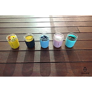 minliving Silicone Mason Jar Sleeve, Kids Cup Holder 5 Pack Value Combo Anti-slip protection - Fits 8oz REGULAR mouth Jelly Canning, Ball and Kerr Jars (5, Multicolor) (Colorful Combo)