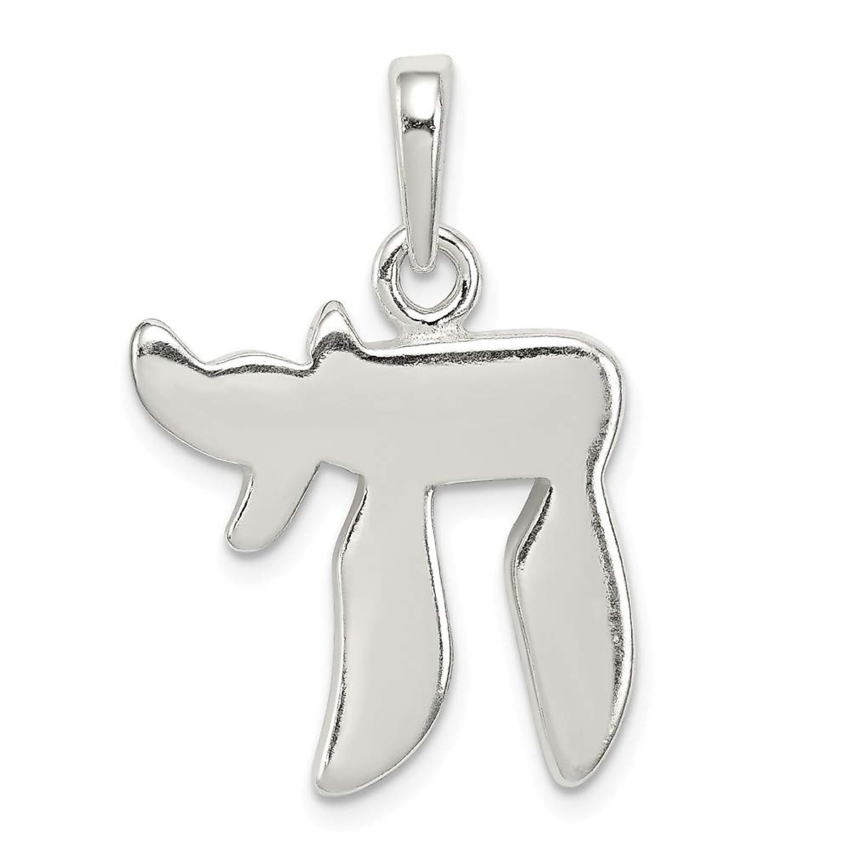 Solid 925 Sterling Silver Chai Pendant Charm 19mm