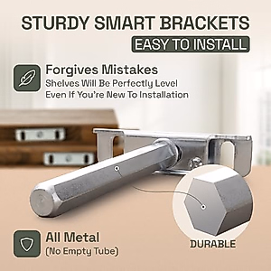 BAOBAB WORKSHOP Wood Floating Shelves 16 inch - Bathroom Shelves for Room Wall Mount - Wide Wooden Wall Shelves for Bedroom Kitchen Living Room - Walnut - 16D x 6.7W Inch, Set of 2