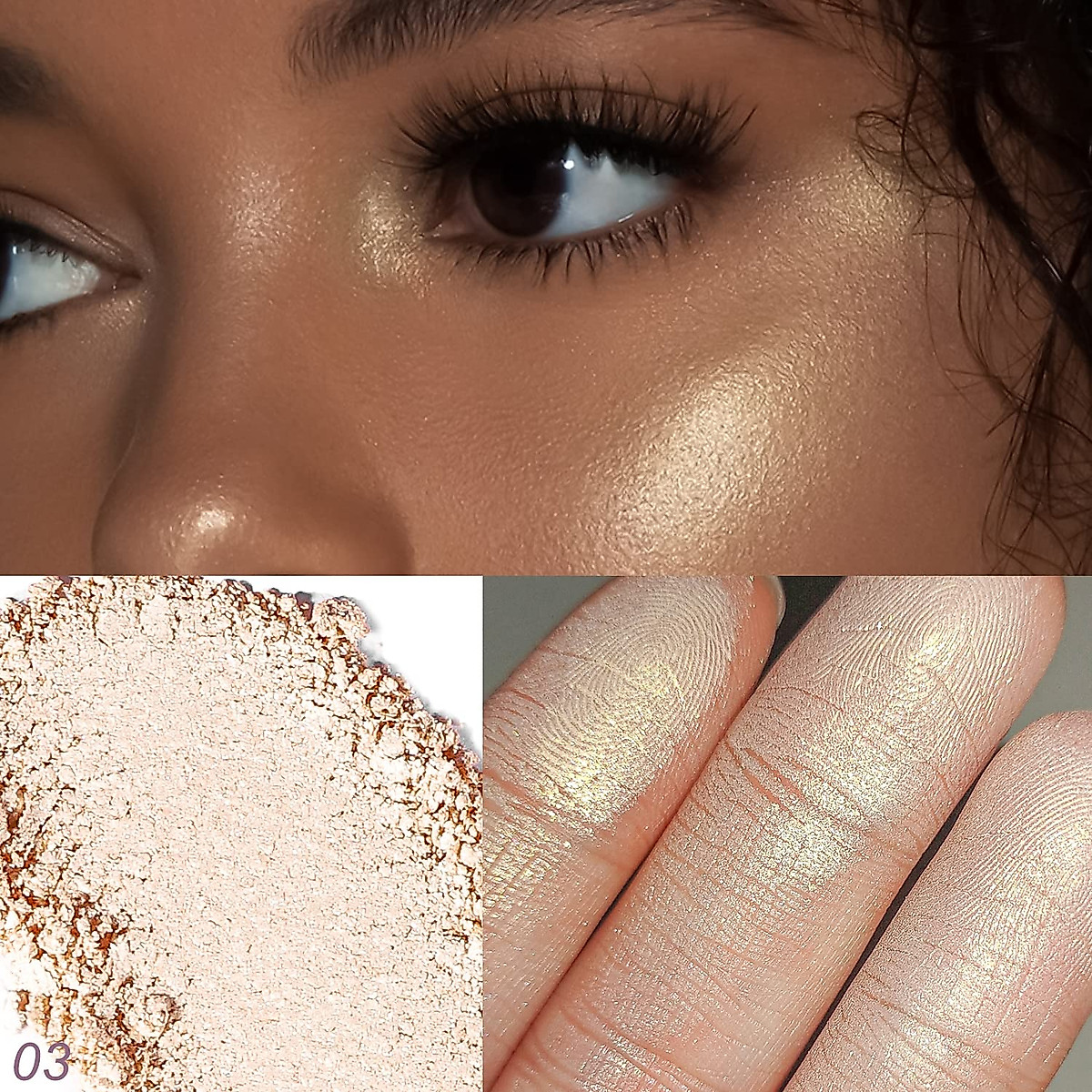 YOUNG VISION Baked Highlighter Powder Palette, Sheer Pearl Shimmer Shades for Face Highlighter Makeup, Highly Pigmented Iluminadores de Maquillaje, 0.19 Oz(Pack of 1)