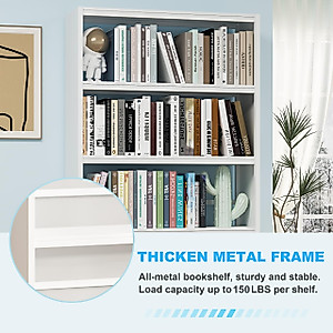 CBNTKI 69" White Bookshelf, 5 Tier Tall Bookcase with Bookend, Large Metal Book Shelf Display Storage Shelves for Bedroom Living Room Office