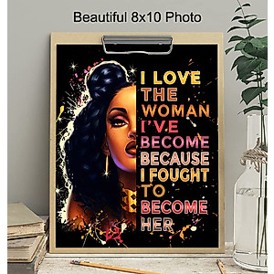 African American Wall Art Motivational Poster 8x10 - Black Art - Wall Art Black Women - Positive Inspirational Quotes Decor - Encouragement Gifts for African American Women - Afrocentric Wall Art