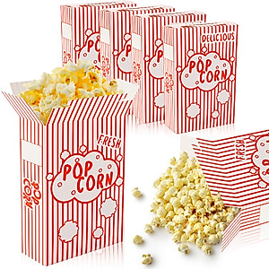 200 Packs Popcorn Boxes Containers 1.25 Oz Paper Popcorn Buckets Red and White Striped Close-Top Cardboard Pop Corn Boxes Individual Servings for Party Movie Night Christmas