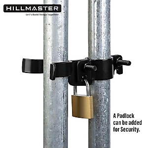 HILLMASTER 1-3/8"x1-3/8" Chain Link Fence Fork Latch,Gate Fork Latch with Padlock Hole,Fence Latch Lock with Bolts and Nuts,Gate Hardware Gate Latches for Metal Gates,Black Powder Coated,2 PCS