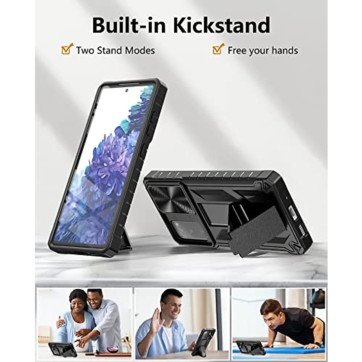 for Samsung Galaxy S20 FE Case: Rugged Belt Clip Holster Heavy Duty with Built-in Kickstand - Military Grade Protection Shockproof Cover for Galaxy S20 FE - Black