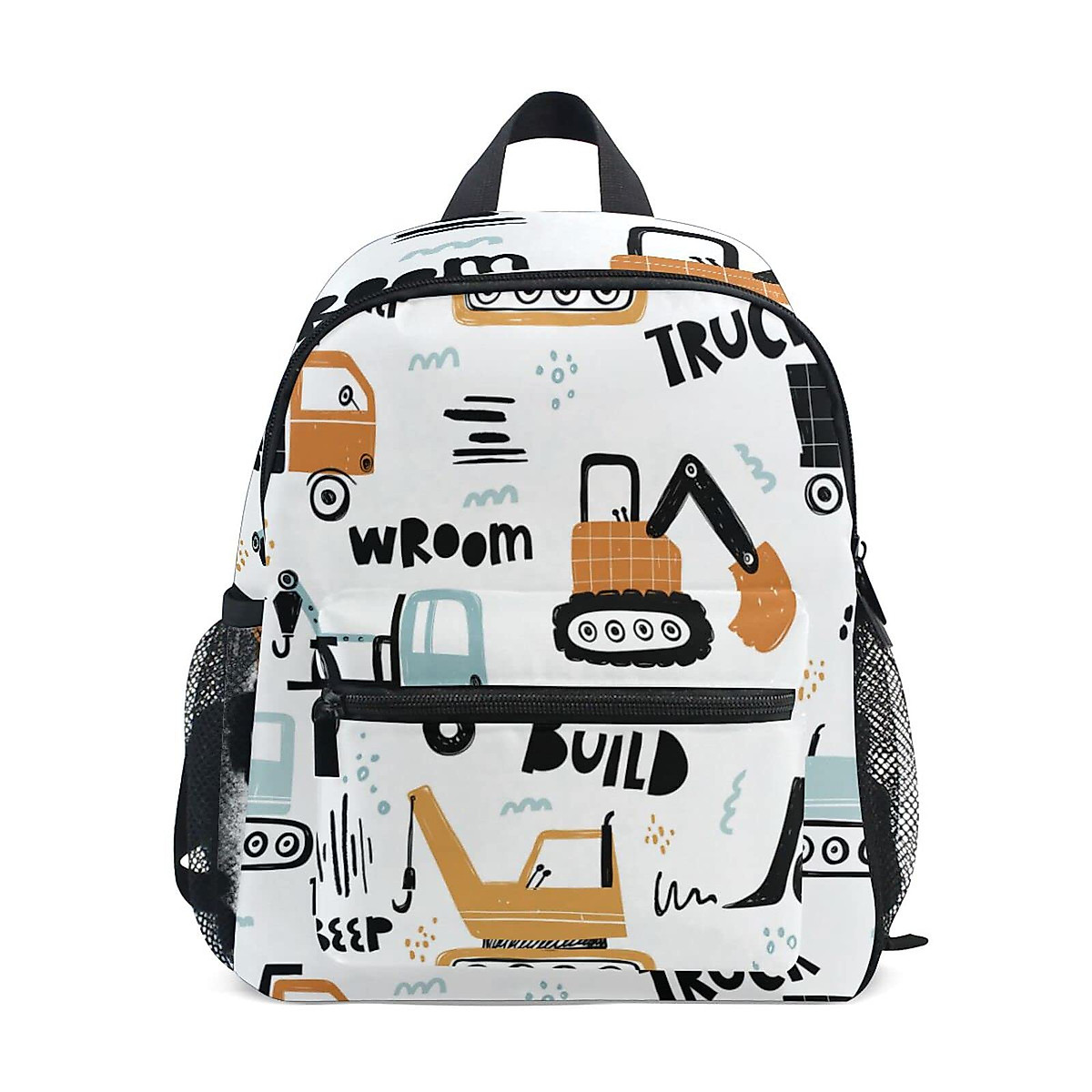 ALAZA Cute Kids Back Pack Funny Construction Transport Car Todder Backpack Lightweight Preschool Kindergarten Book Bag Practical and Durable Daycare Bag for Travel,Toys