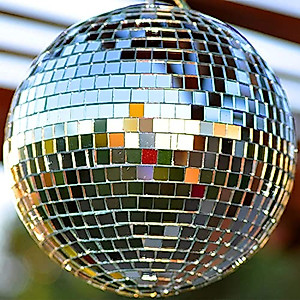 Mirror Disco Ball 8 Inch Hanging Disco Ball for Party Wedding Holiday Home Decoration, Silver