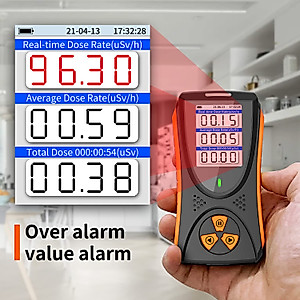 Geiger Counter Nuclear Radiation Detector,CHNADKS Upgraded Monitor Dosimeter,Rechargeable Beta Gamma X-ray Portable Handheld Radiation Monitor with LCD Display