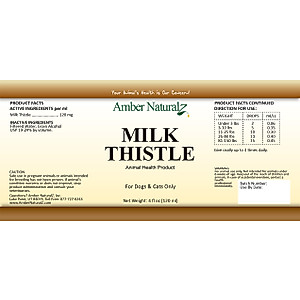 Amber NaturalZ Milk Thistle Herbal Supplement for Dogs and Cats | Milk Thistle Herbal Supplement for Liver Health and Support | 4 Fluid Ounce Glass Bottle | Manufactured in The USA
