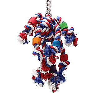 Bonka Bird Toys 55094 Rope Jumble Plucking Preening Bird Toy for Pet Budgie Parakeet Lovebirds Conures Small or Medium Parrots Cages