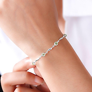 Shop LC Peridot Link Bracelet for Women 925 Sterling Silver Infinity Birthstone Jewelry Gifts for Women 7.25" Cttw 0.8 Birthday Gifts